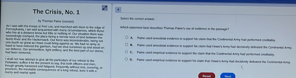 Solved: The Crisis, No. 1 Select the correct answer. by Thomas Paine ...