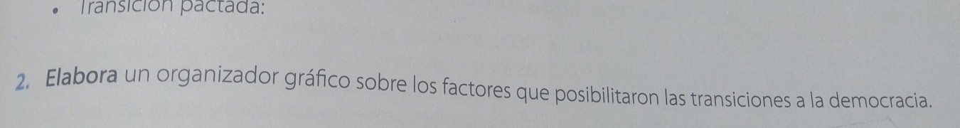 Resuelto:Transición pactada: 2. Elabora un organizador gráfico sobre ...