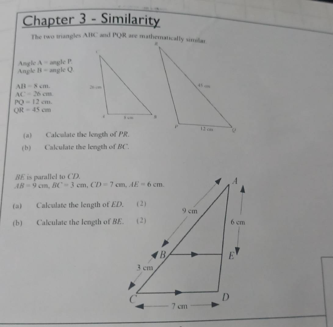 Solved: Chapter 3 - Similarity The two triangles ABC and PQR are ...