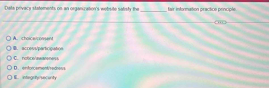 Solved: Data privacy statements on an organization's website satisfy ...