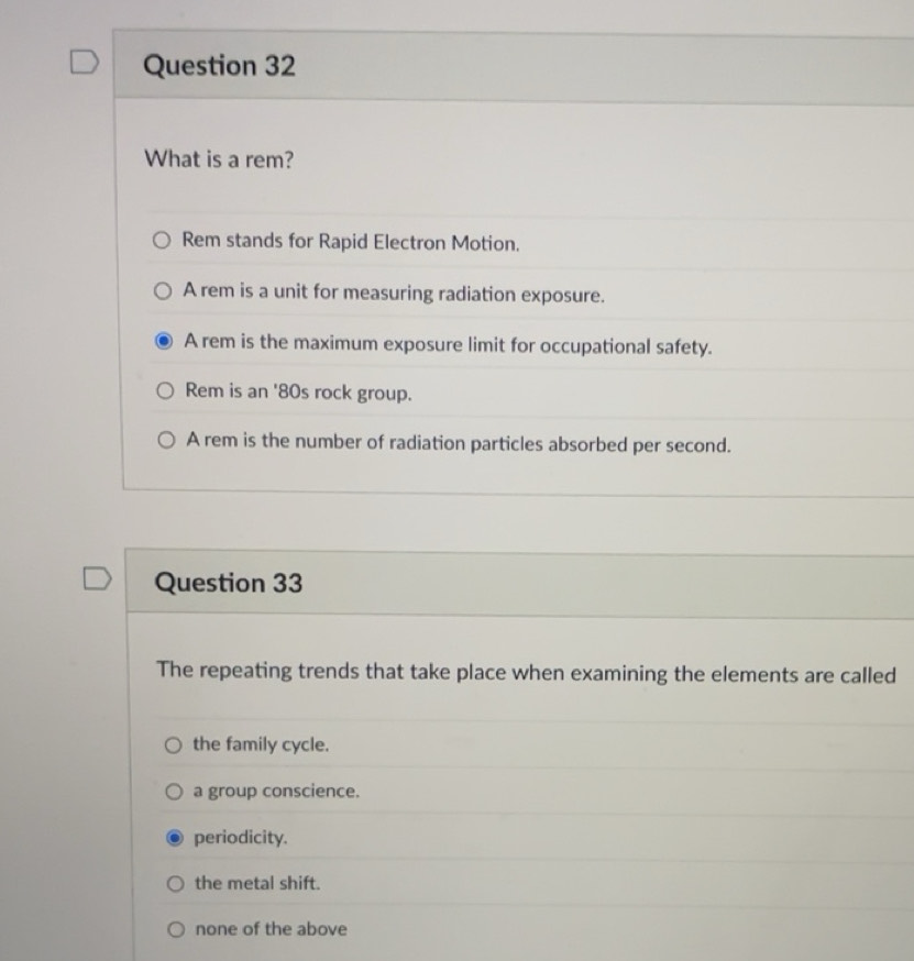 Solved: What is a rem? Rem stands for Rapid Electron Motion. A rem is a ...