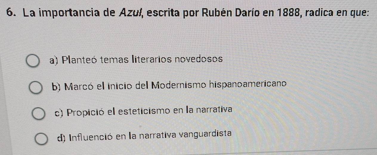 Resuelto:La importancia de Azul, escrita por Rubén Darío en 1888 ...