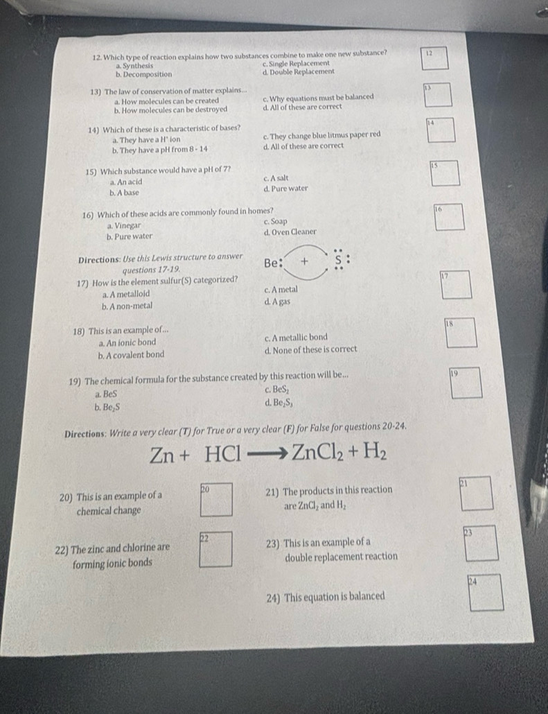 Solved: Which type of reaction explains how two substances combine to ...