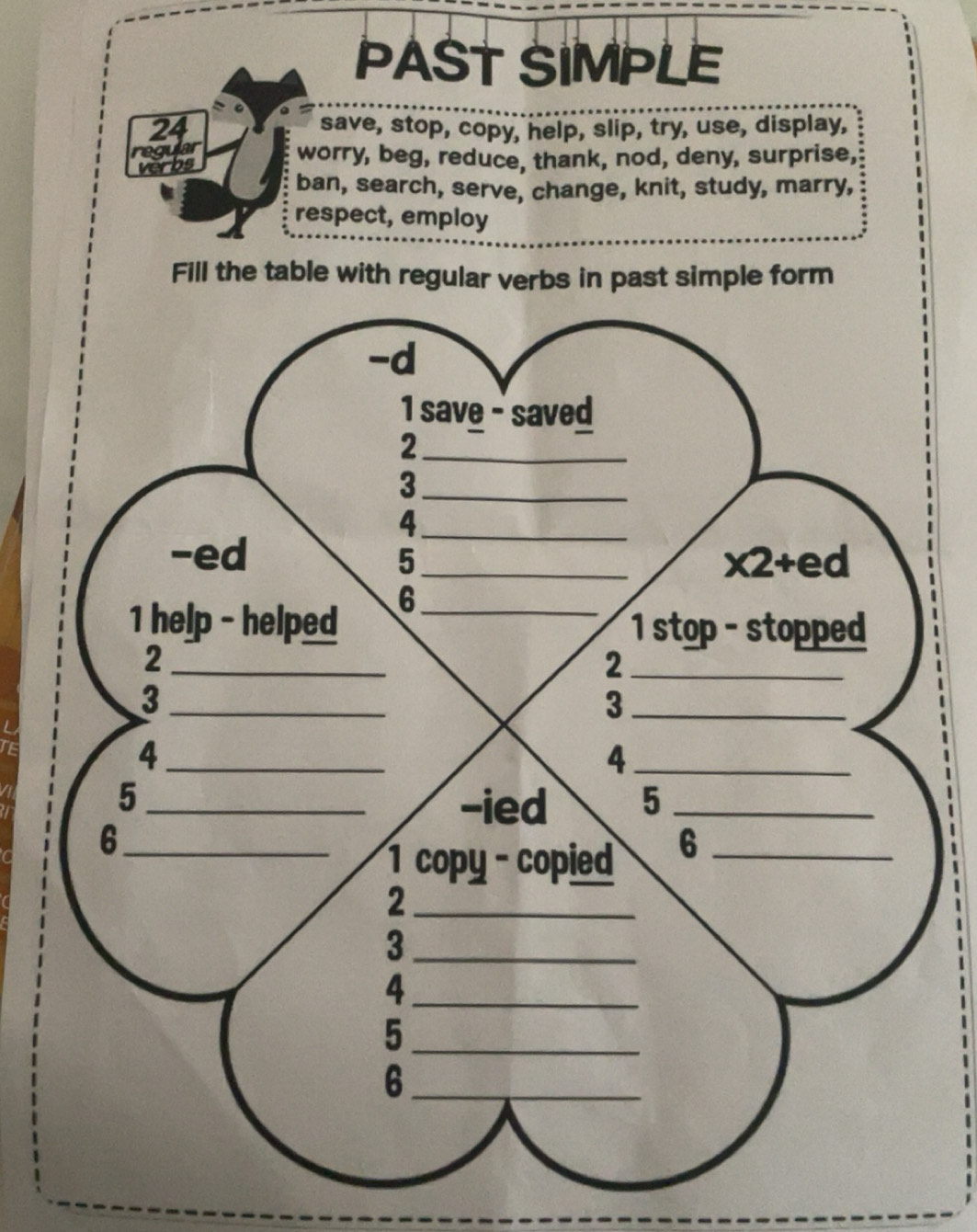 Risolto:PAST SIMPLE 24 save, stop, copy, help, slip, try, use, display ...