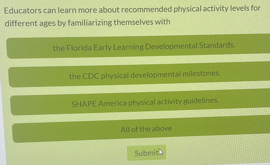 Solved: Educators can learn more about recommended physical activity ...