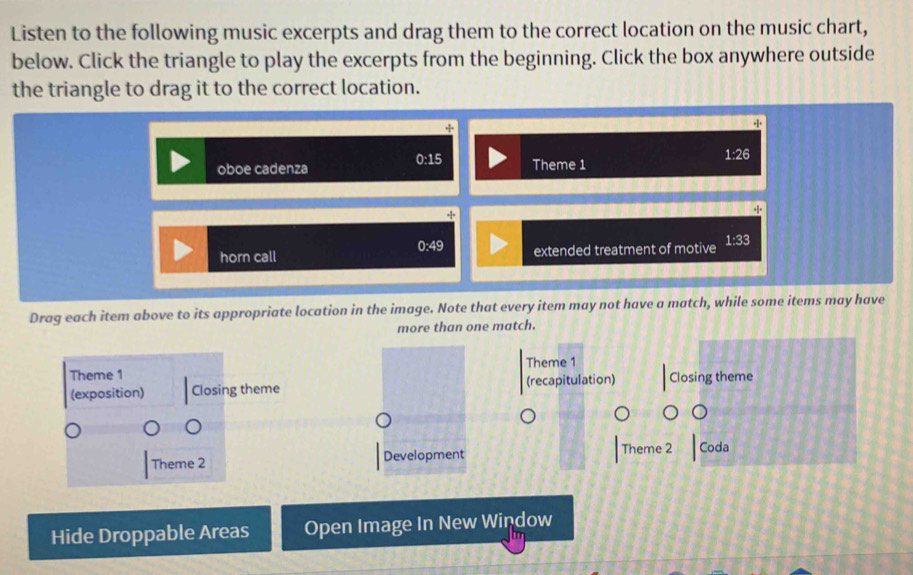Solved: Listen to the following music excerpts and drag them to the ...