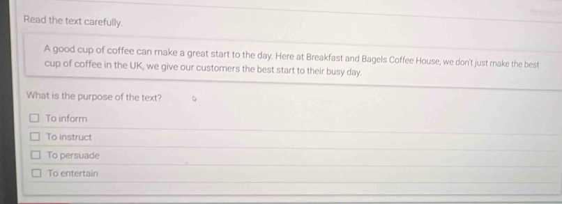 Solved: Read the text carefully. A good cup of coffee can make a great ...