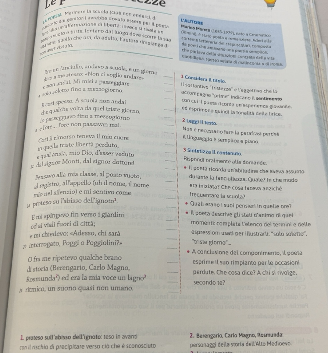 Risolto:Le zze A POESIA Marinare la scuola (cioè non andarci, di L ...