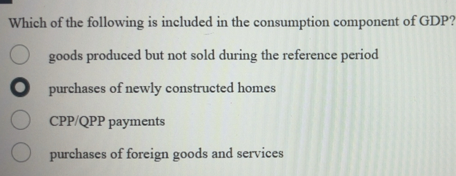Solved: Which of the following is included in the consumption component ...