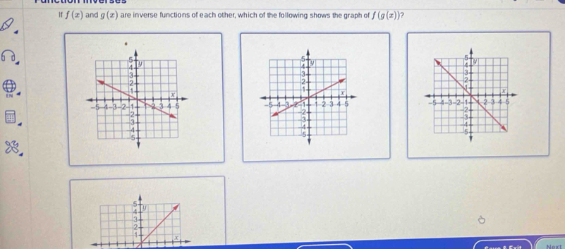 Solved: If f(x) and g(x) are inverse functions of each other, which of ...