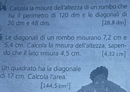 Risolto:Calcola la misura dell´altezza di un rombo che ha il perimetro ...