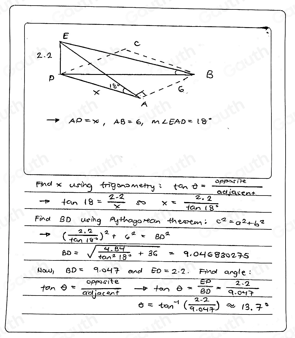 Solved: The diagram shows a triangular prism, ABCDEF, with a rectangular base ABCD Diagram NOT ...