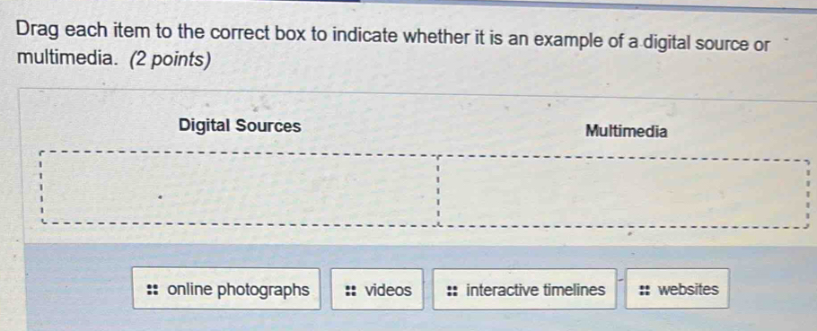 Solved: Drag each item to the correct box to indicate whether it is an example of a digital ...