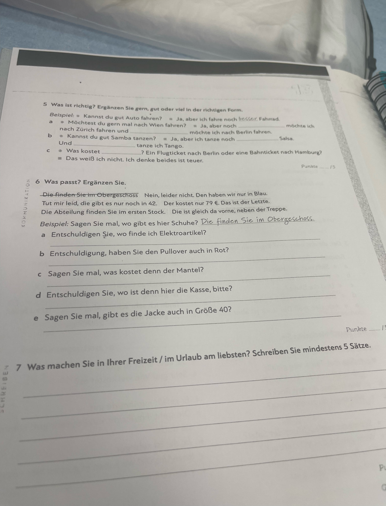 Gelöst:Was ist richtig? Ergänzen Sie gern, gut oder viel in der ...