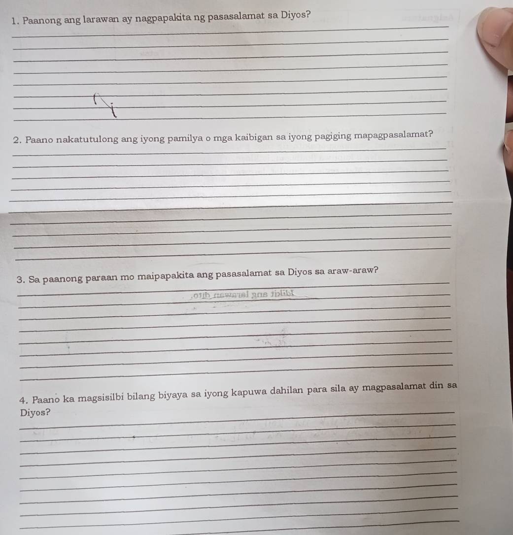 Solved: Paanong ang larawan ay nagpapakita ng pasasalamat sa Diyos ...