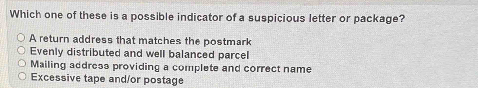 Solved: Which one of these is a possible indicator of a suspicious ...