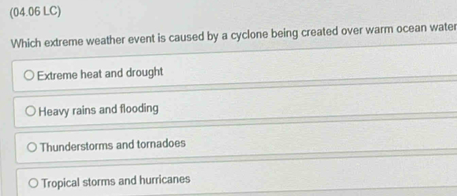 Solved: (04.06 LC) Which extreme weather event is caused by a cyclone ...