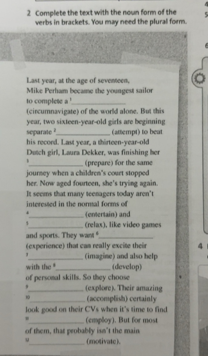 Giải quyết:4 2 Complete the text with the noun form of the 5 verbs in ...