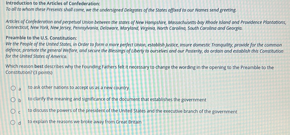 Solved: Introduction to the Articles of Confederation: To all to whom ...