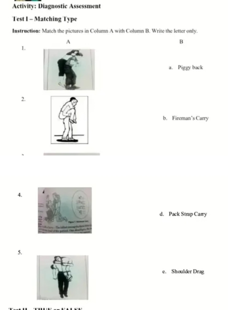 Solved: Activity: Diagnostic Assessment Test I - Matching Type ...