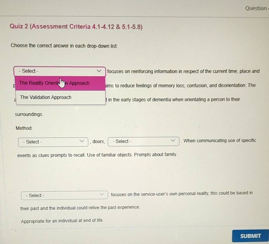 Solved: Question Quiz 2 (Assessment Criteria 4.1-4.12 & 5.1-5.8) Choose ...