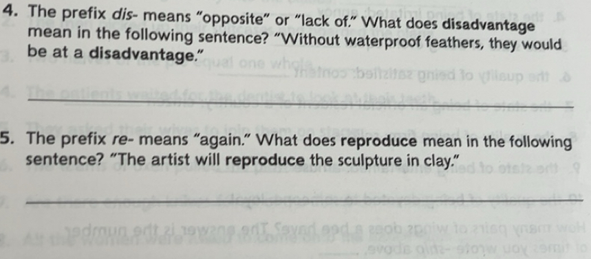 Solved: The prefix dis- means “opposite” or “lack of.” What does ...
