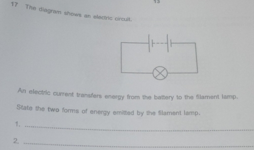 Solved: 13 17 The diagram shows an electric circuit. An electric ...