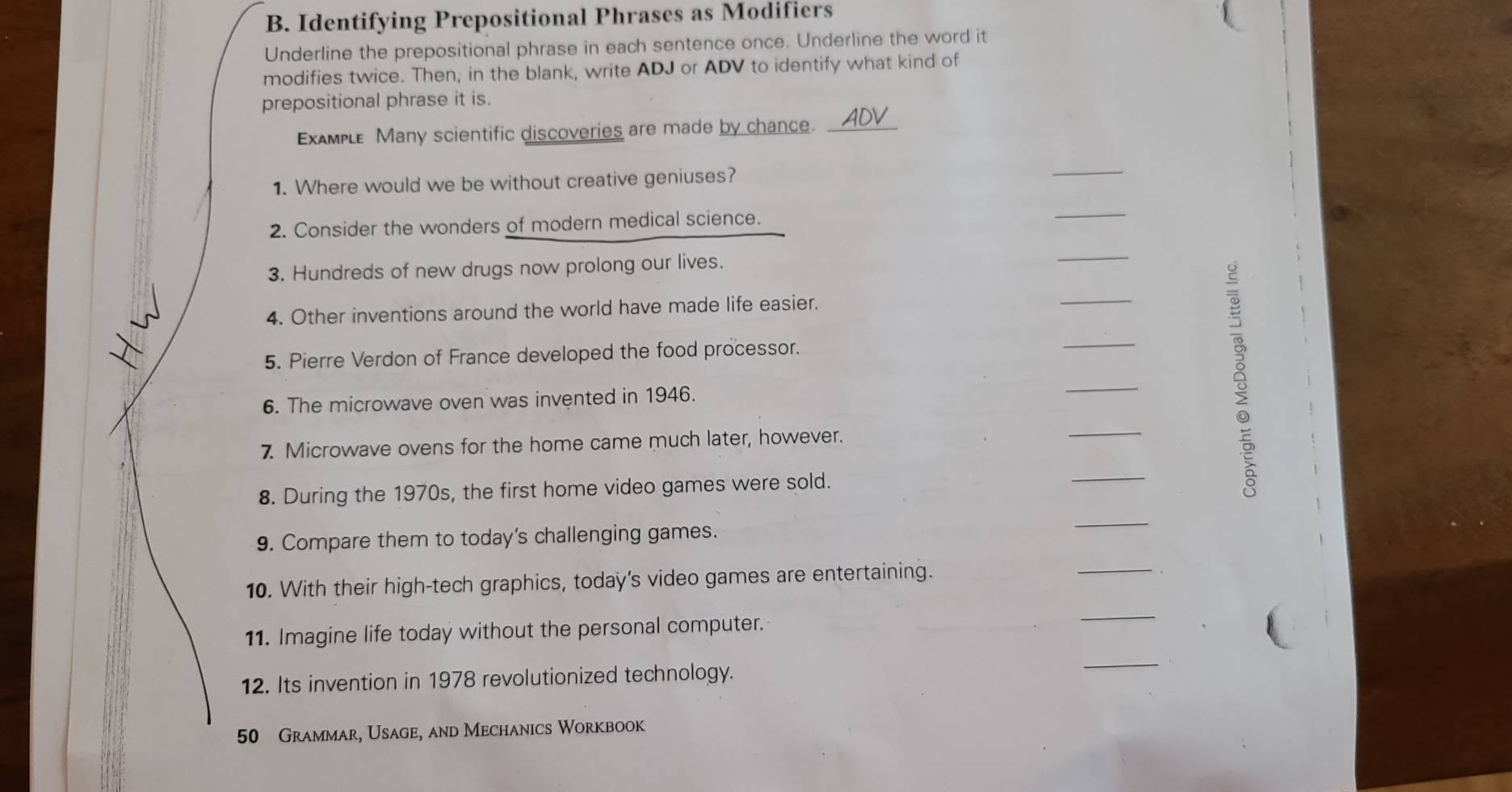 Solved: Identifying Prepositional Phrases as Modifiers Underline the ...