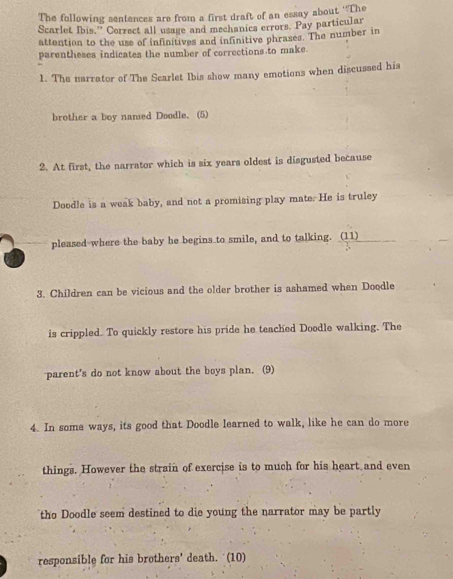 Solved: The following sentences are from a first draft of an essay ...