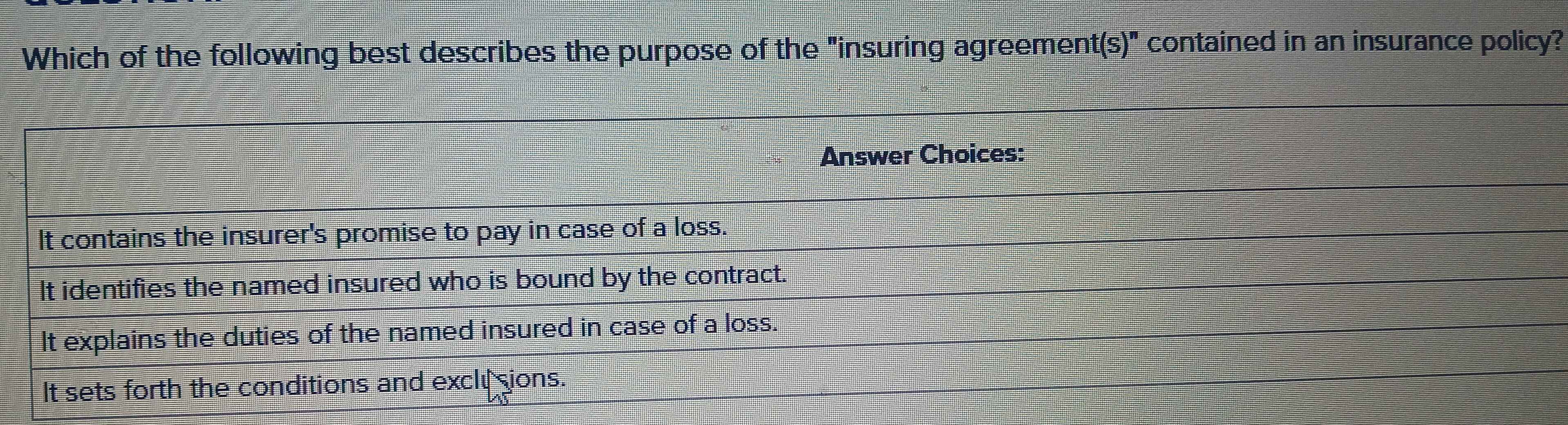 Solved: Which of the following best describes the purpose of the ...
