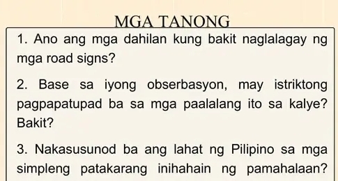 Solved: MGA TANÖNG 1. Ano ang mga dahilan kung bakit naglalagay ng mga ...