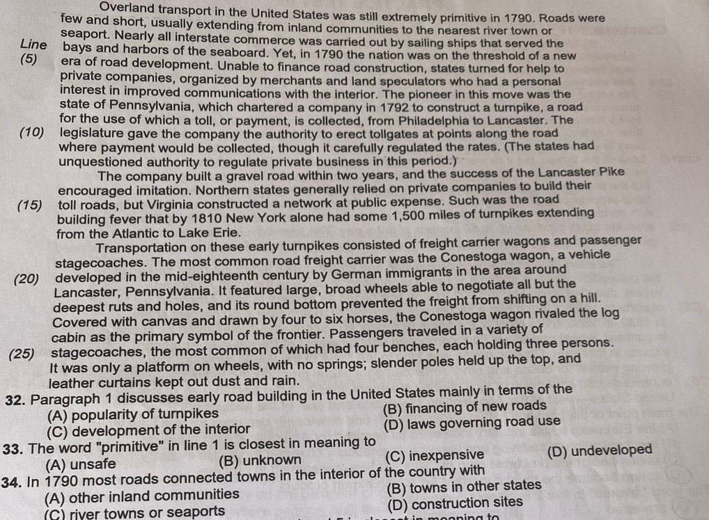 Giải quyết:Overland transport in the United States was still extremely ...