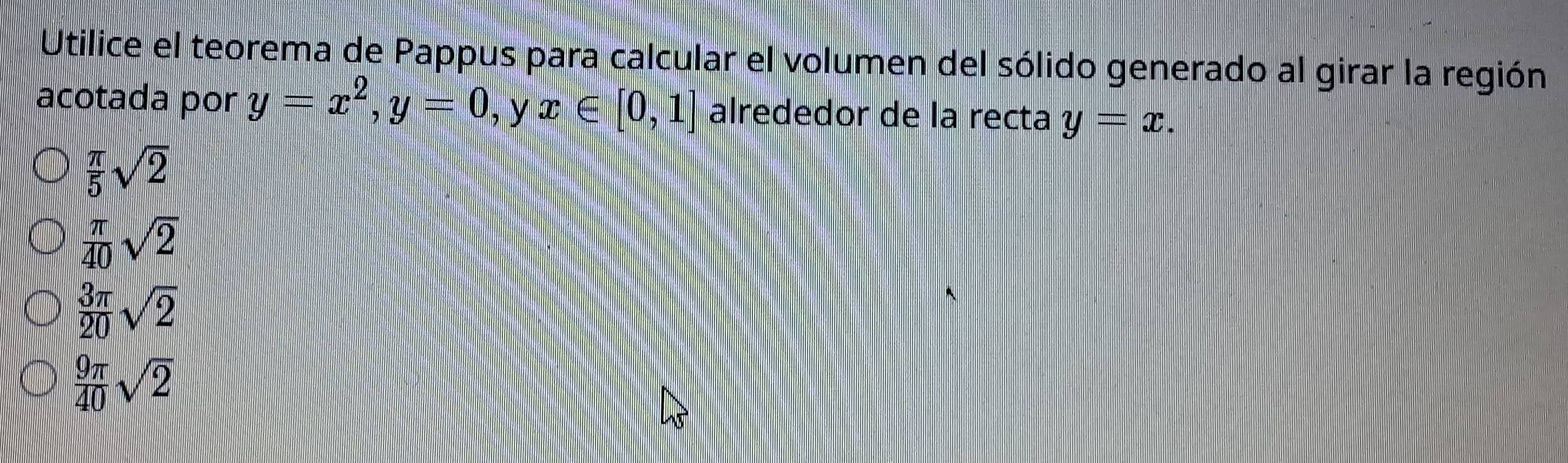 Resuelto:Utilice el teorema de Pappus para calcular el volumen del ...