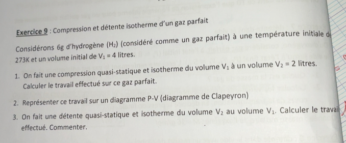 Résolu :Compression et détente isotherme d'un gaz parfait Considérons ...