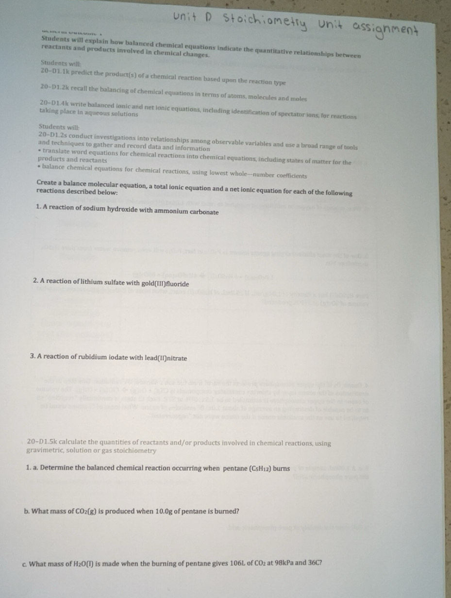 Solved: Students will explain how balanced chemical equations indicate ...