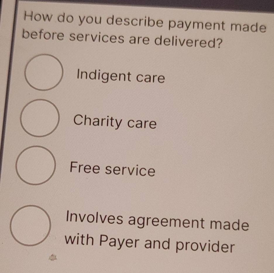 Solved: How do you describe payment made before services are delivered ...