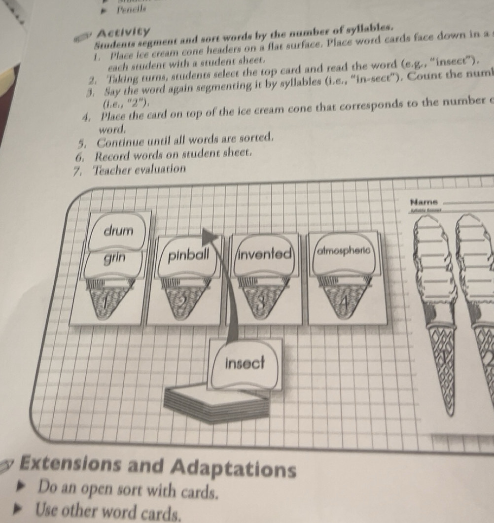 Solved: Pencils Activity Students segment and sort words by the number ...