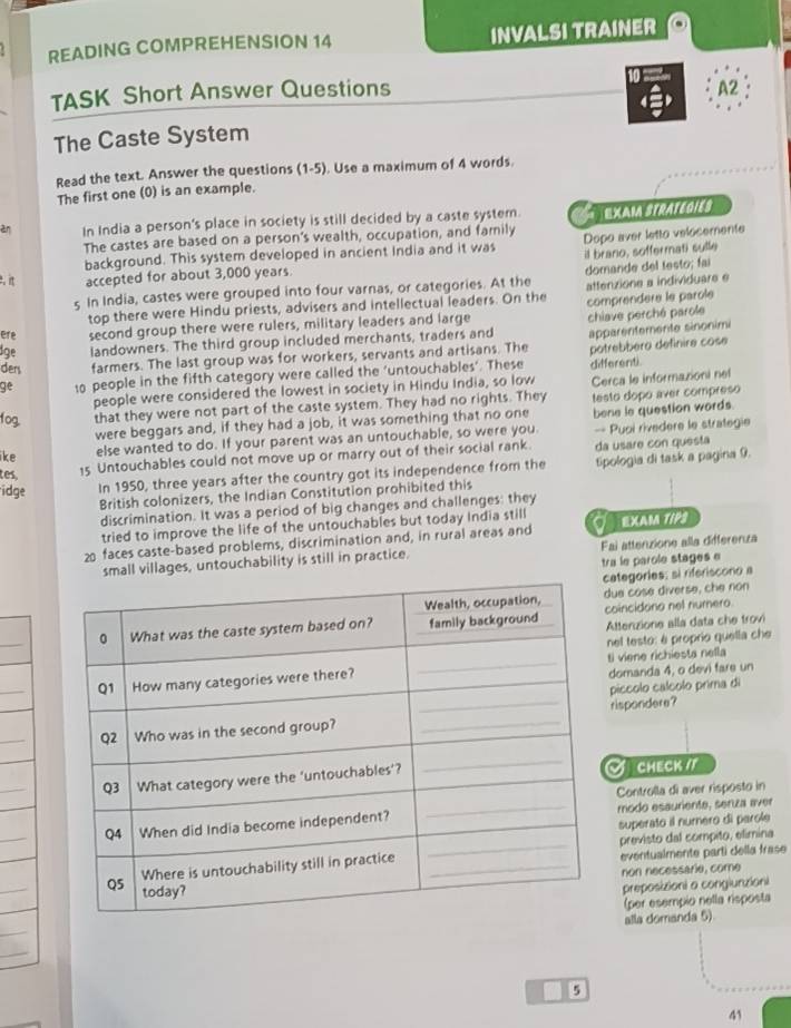Risolto:READING COMPREHENSION 14 INVALSI TRAINER TASK Short Answer ...