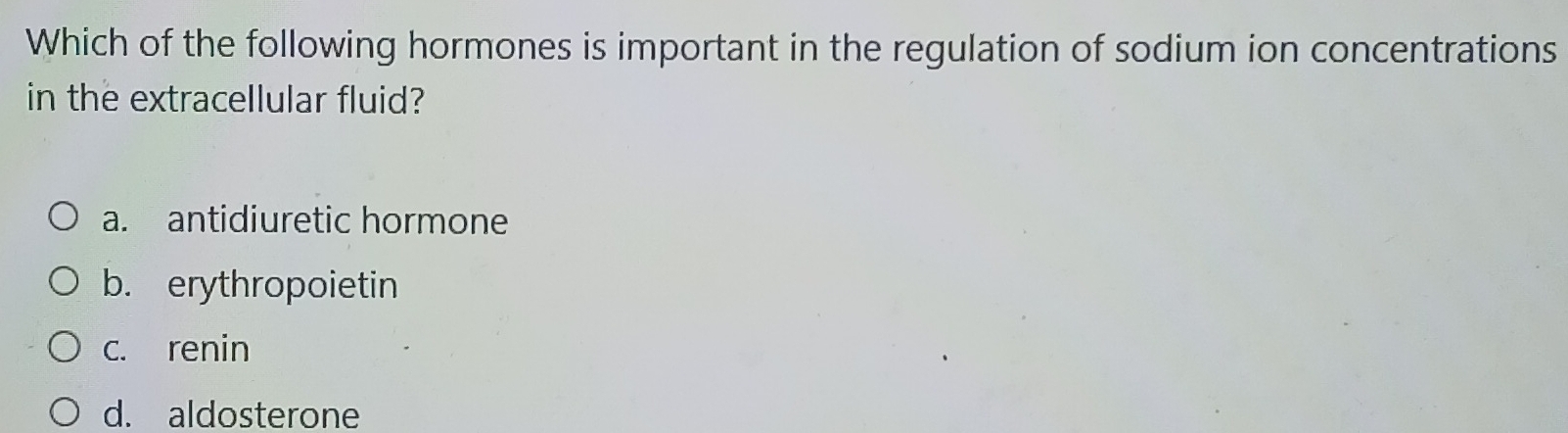 Solved: Which of the following hormones is important in the regulation ...