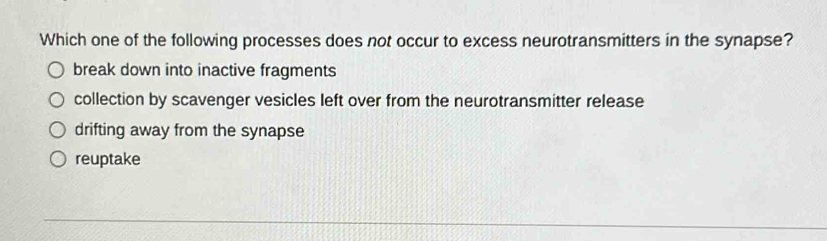 Solved: Which one of the following processes does not occur to excess ...