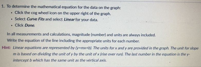 Resuelto:To determine the mathematical equation for the data on the ...