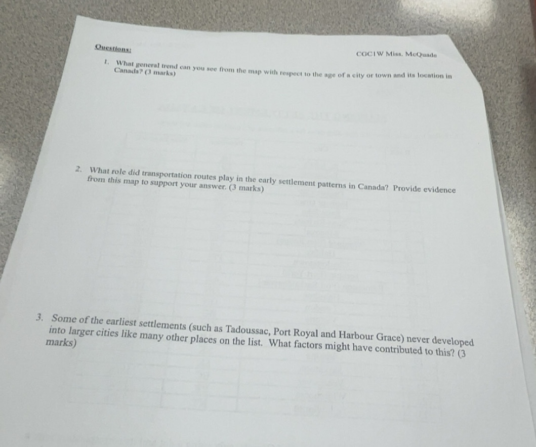 Solved: Ouestions: CGC1W Miss. McQuade 1. What general trend can you ...