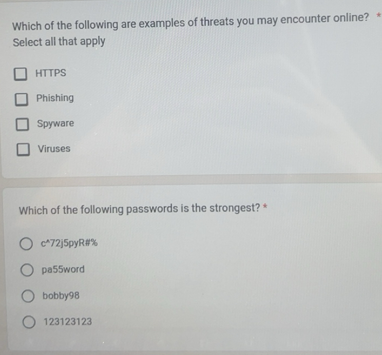Solved: Which of the following are examples of threats you may ...
