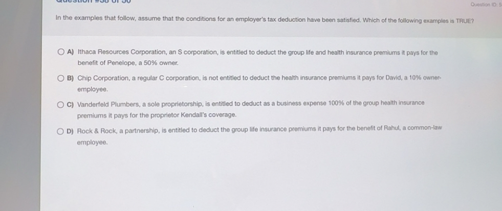 Solved: Question ID: 5 In the examples that follow, assume that the ...