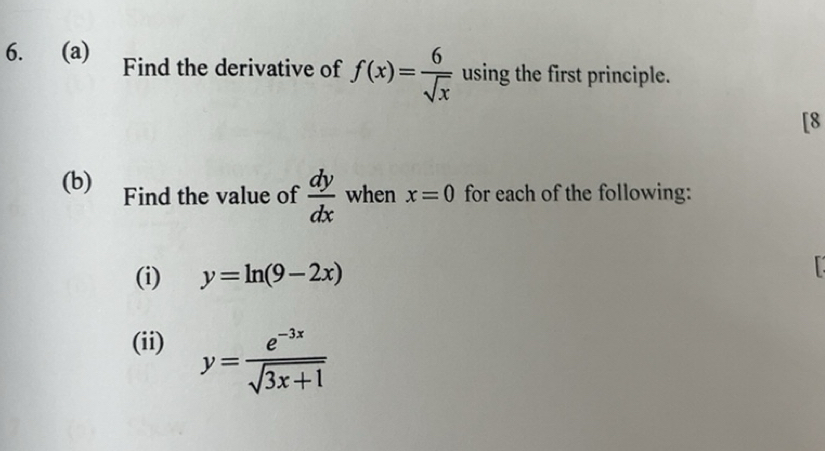 Selesai:Find the derivative of f(x)= 6/sqrt(x) using the first ...