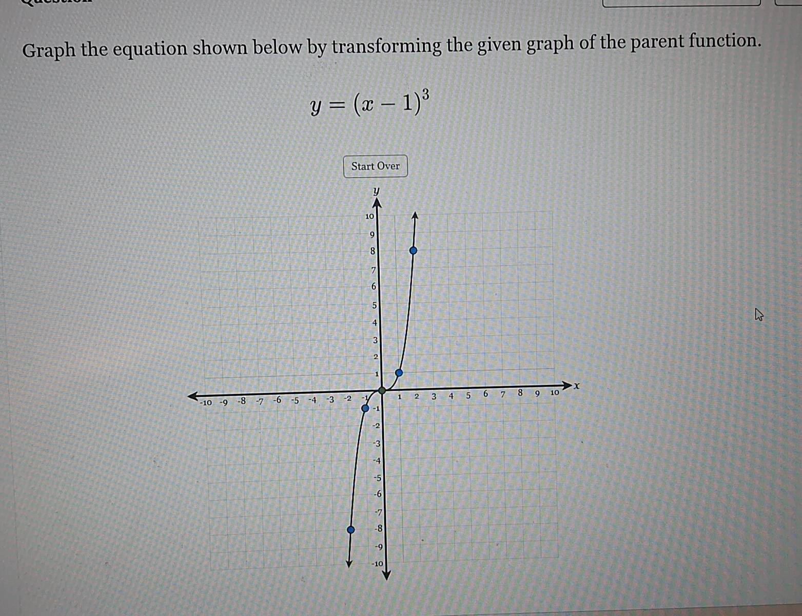Solved: Graph the equation shown below by transforming the given graph ...