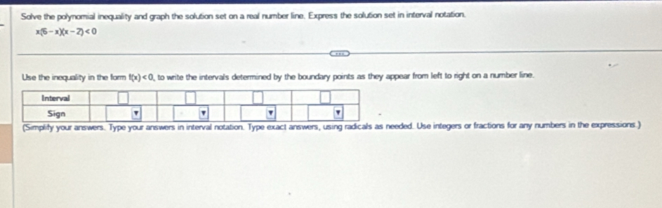 Solved: Solve the polynomial inequality and graph the solution set on a ...