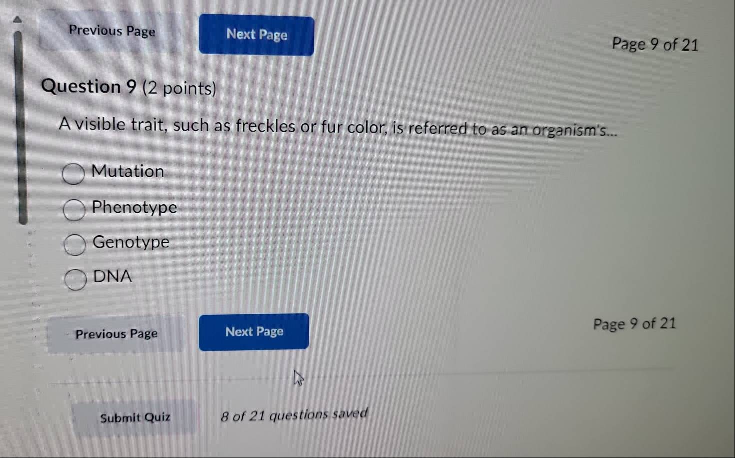 Solved: Previous Page Next Page Page 9 of 21 Question 9 (2 points) A ...