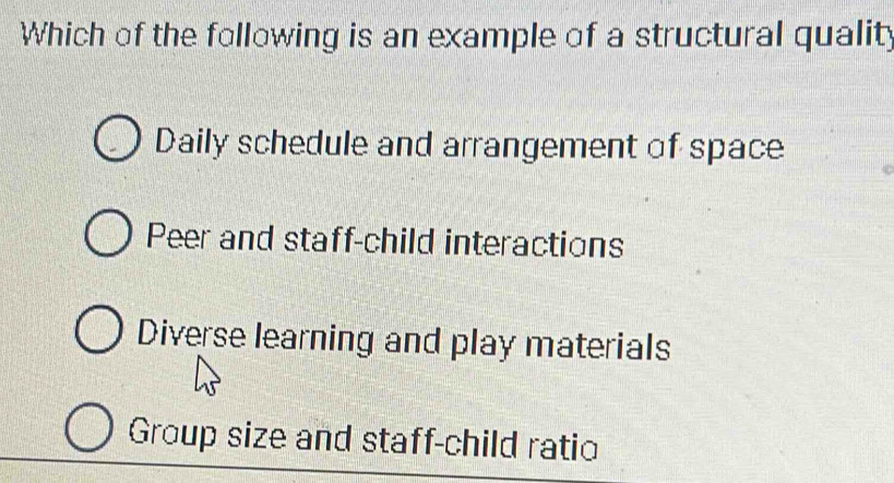 Which of the following is an example of a structural quality Daily ...