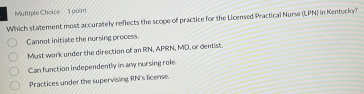 Solved: Which statement most accurately reflects the scope of practice ...